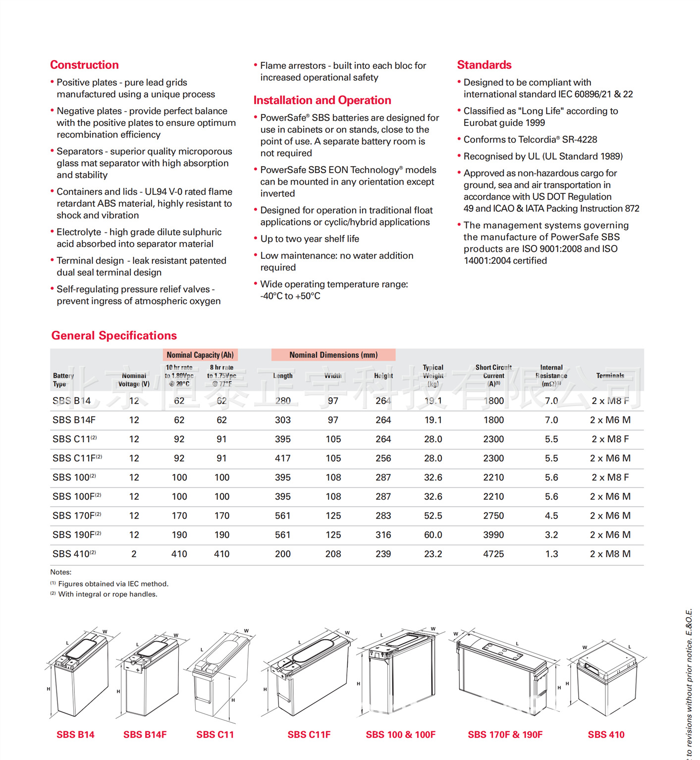 美国艾诺斯PowerSafe蓄电池SBS B14F 12V62AH消防照明 机房UPS-阿里巴巴