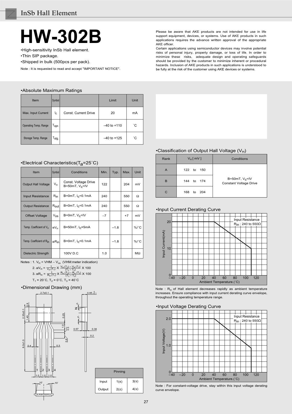 AsahiKASEI现货供应 HW-302B 线性型霍尔元件 霍尔传感器 全档次-阿里巴巴
