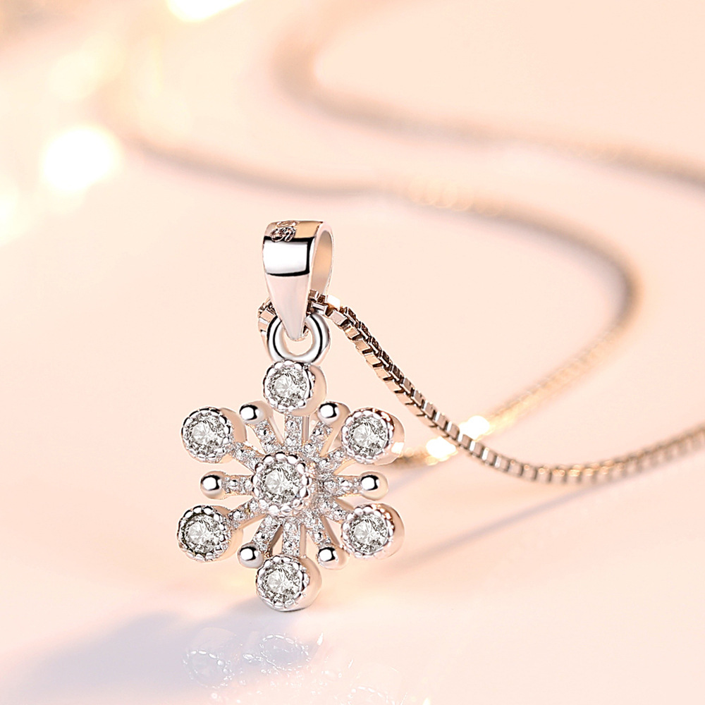 New crystal ice pendant necklace pendant women's fashion silver plated ...