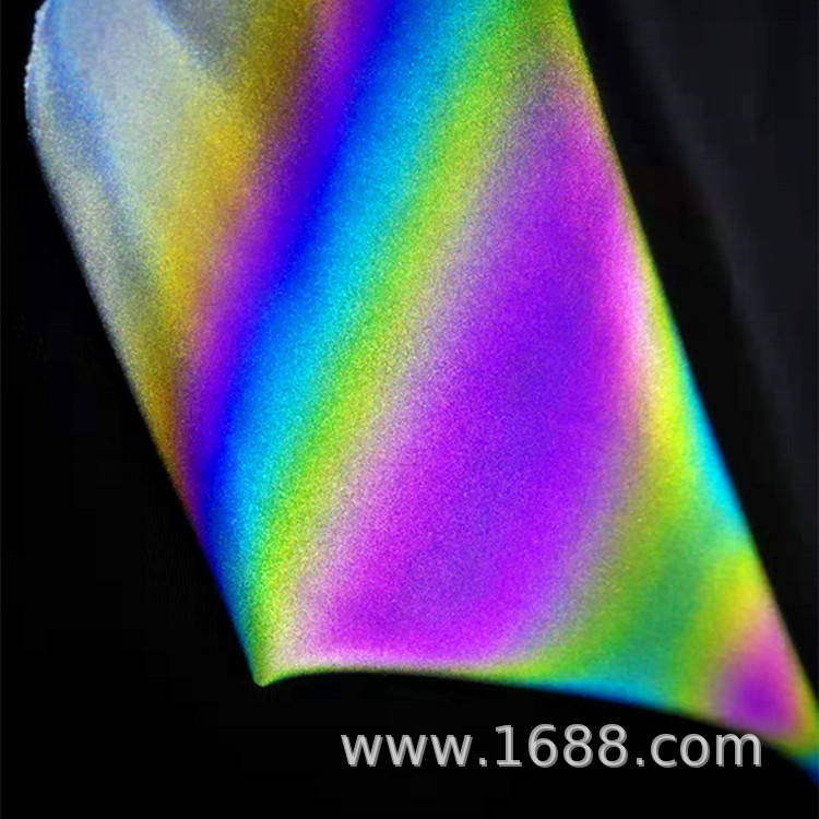 服装弹力七彩反光布四面弹幻彩渐变反光针织布莱卡炫彩色反光面料-阿里巴巴
