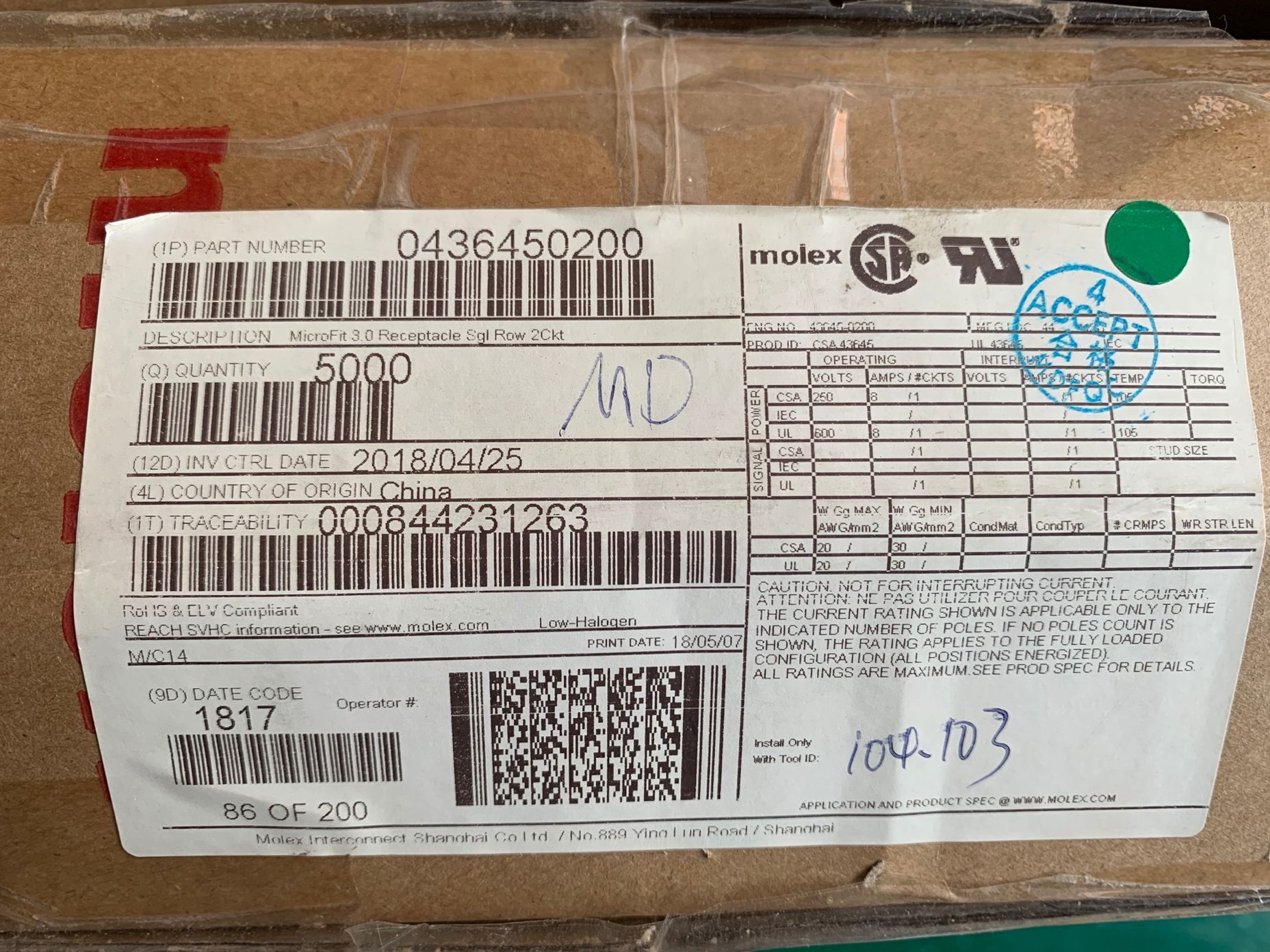 现货供应 MOLEX 436450200 43645-0200-阿里巴巴