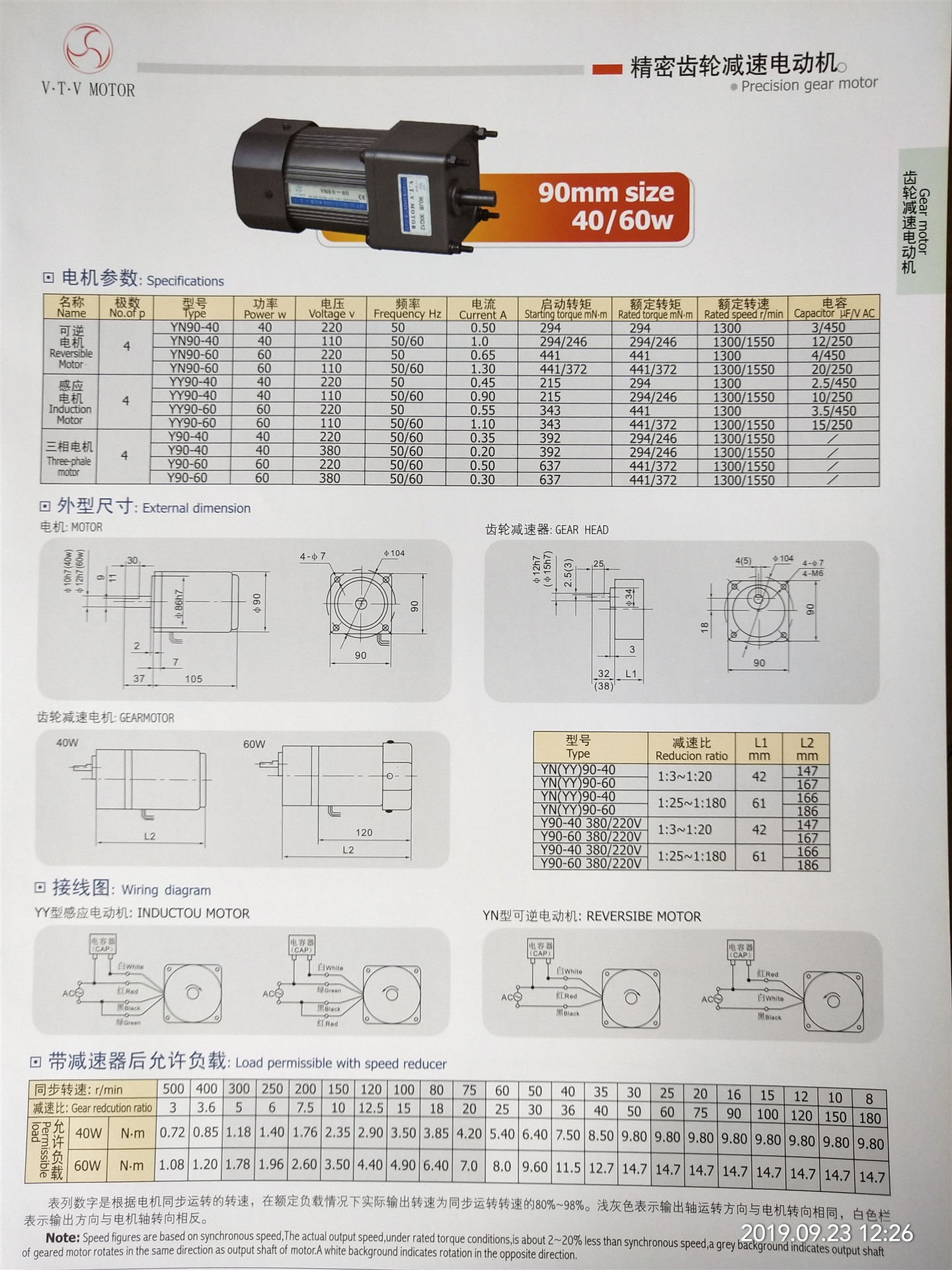 YN90-40 YN90-60 YY90-40齿轮减速电机YY90-60 Y90-40 Y90-60-阿里巴巴