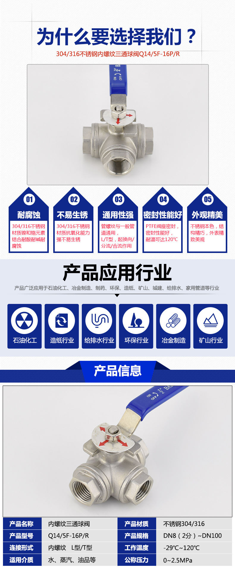 304不锈钢三通球阀门Q14F/Q15F-16P丝扣内螺纹T型L型-阿里巴巴