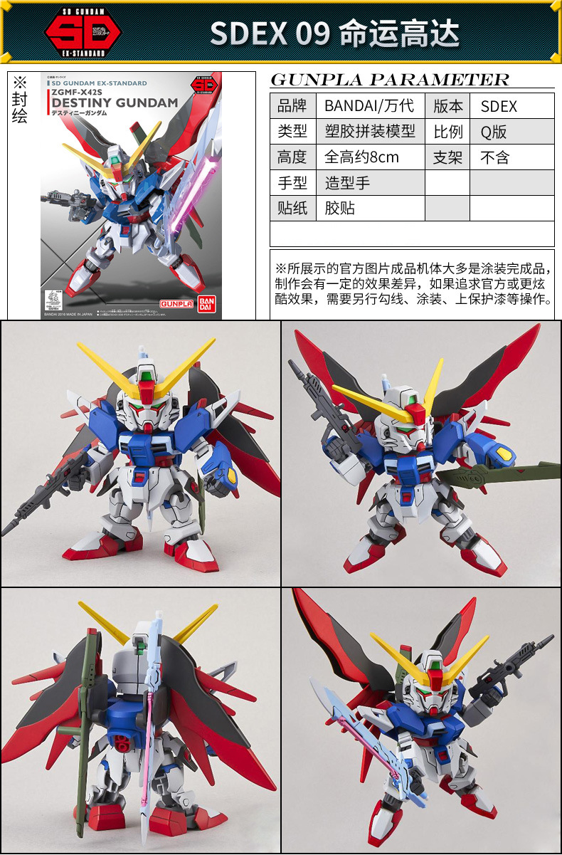 万代高达Q版模型 SDEX 空战强袭自由独角兽飞翼零式红异端BB战士-阿里巴巴