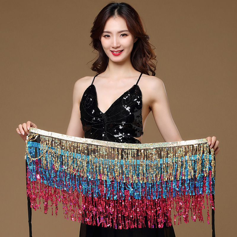 Women young girls silver gold sequined latin balley dance tassels ...
