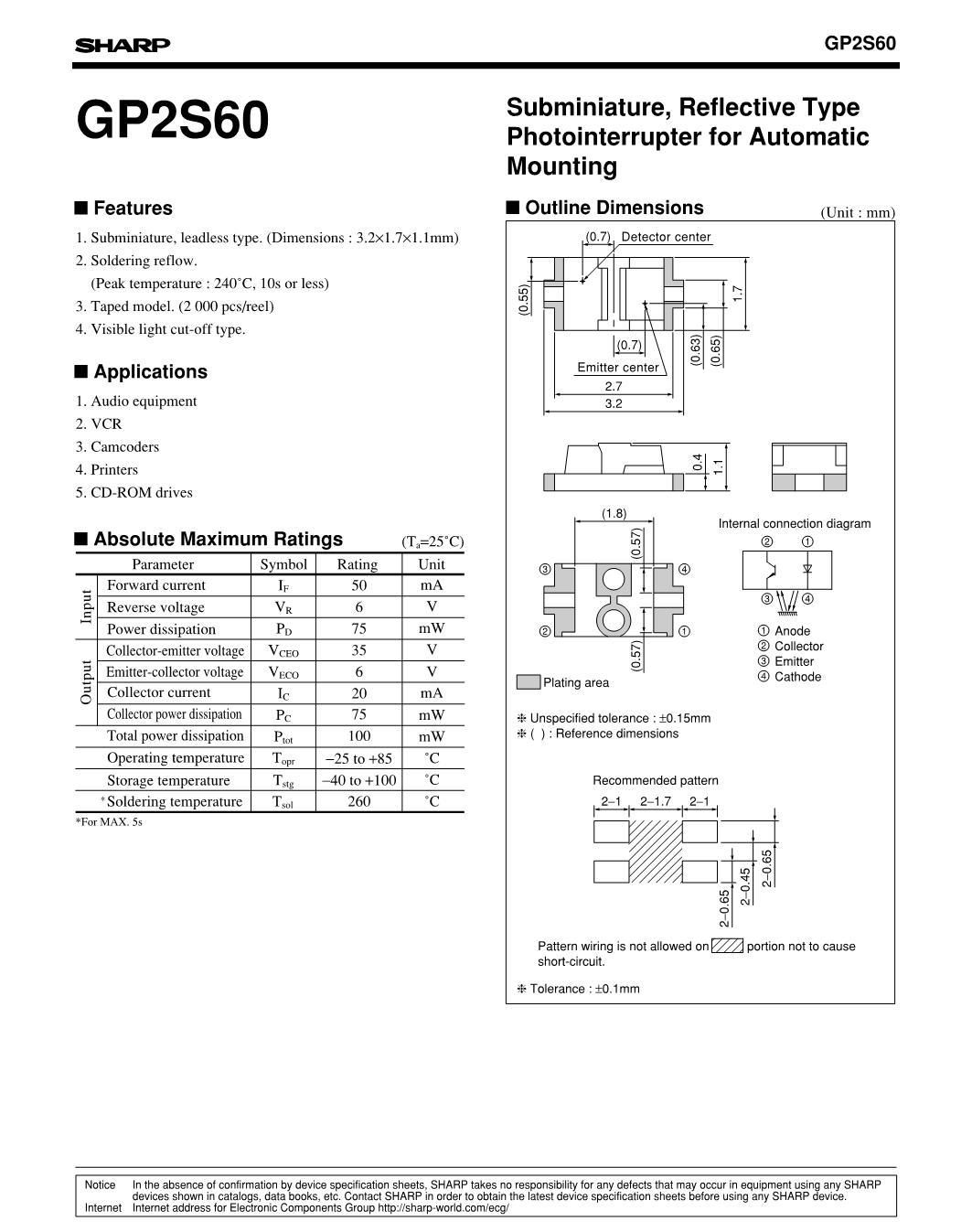 SHARP现货供应 GP2S60B 反射式光电传感器 反射开关 槽型光耦-阿里巴巴