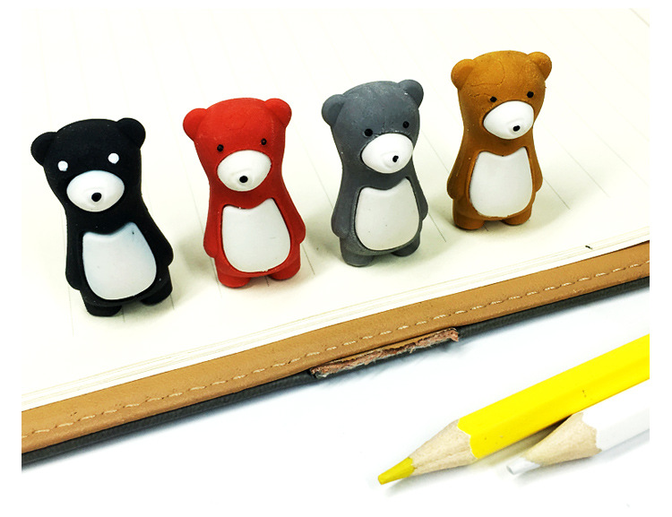 2021 Lovely Standing Bear Eraser Rubber Eraser Creative Stationery ...