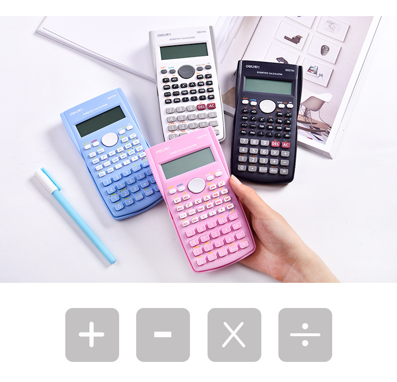 得力D82ms科学计算器 初中小学生课堂考试用12位数函数型财务可爱-阿里巴巴