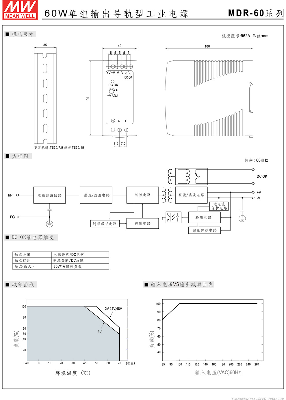 MDR-60-24/12台湾明纬开关电源60W导轨型电源变压稳压工控PLC-阿里巴巴