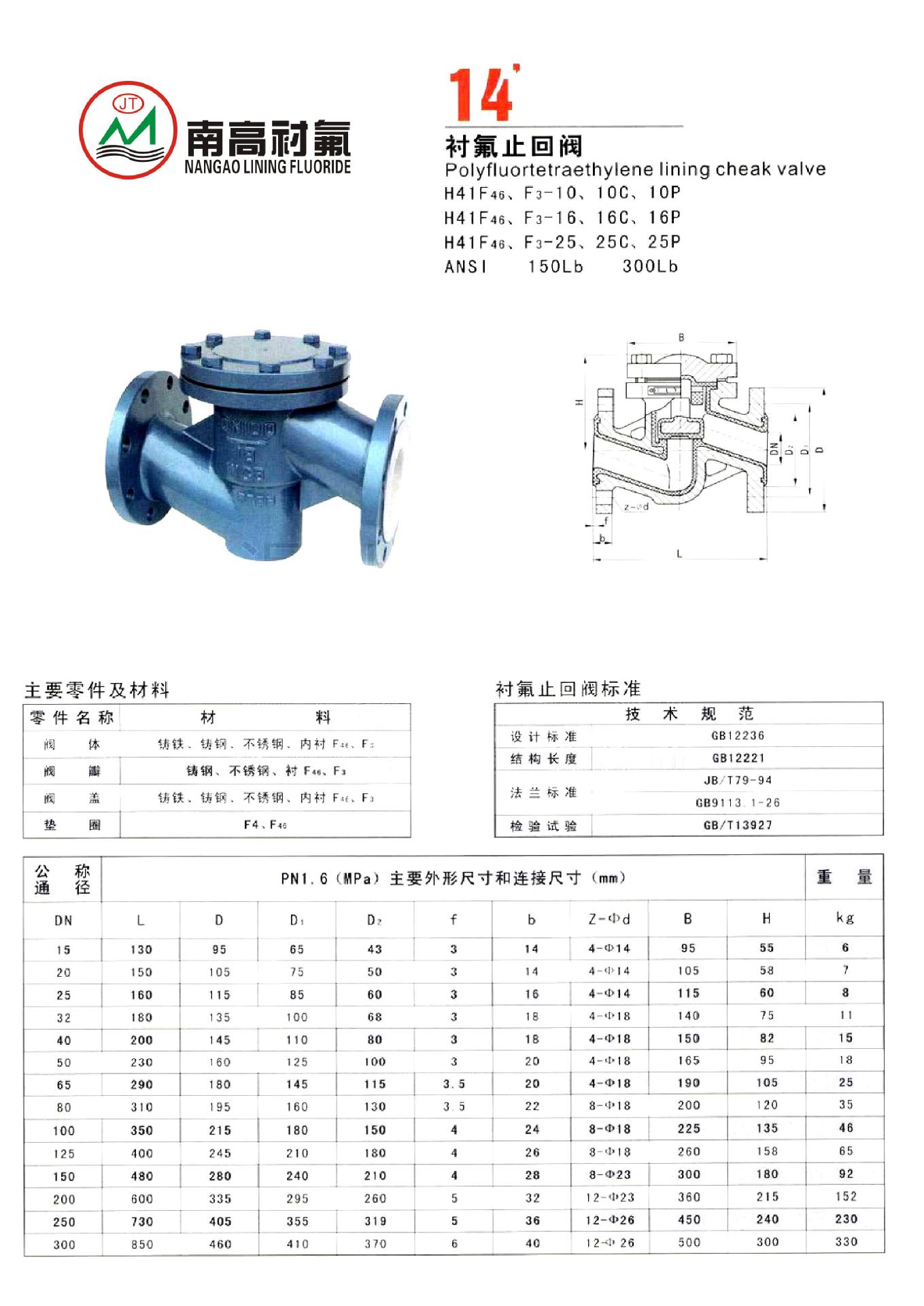 化工阀门 H41F46-10C DN50 升降式衬氟止回阀-阿里巴巴