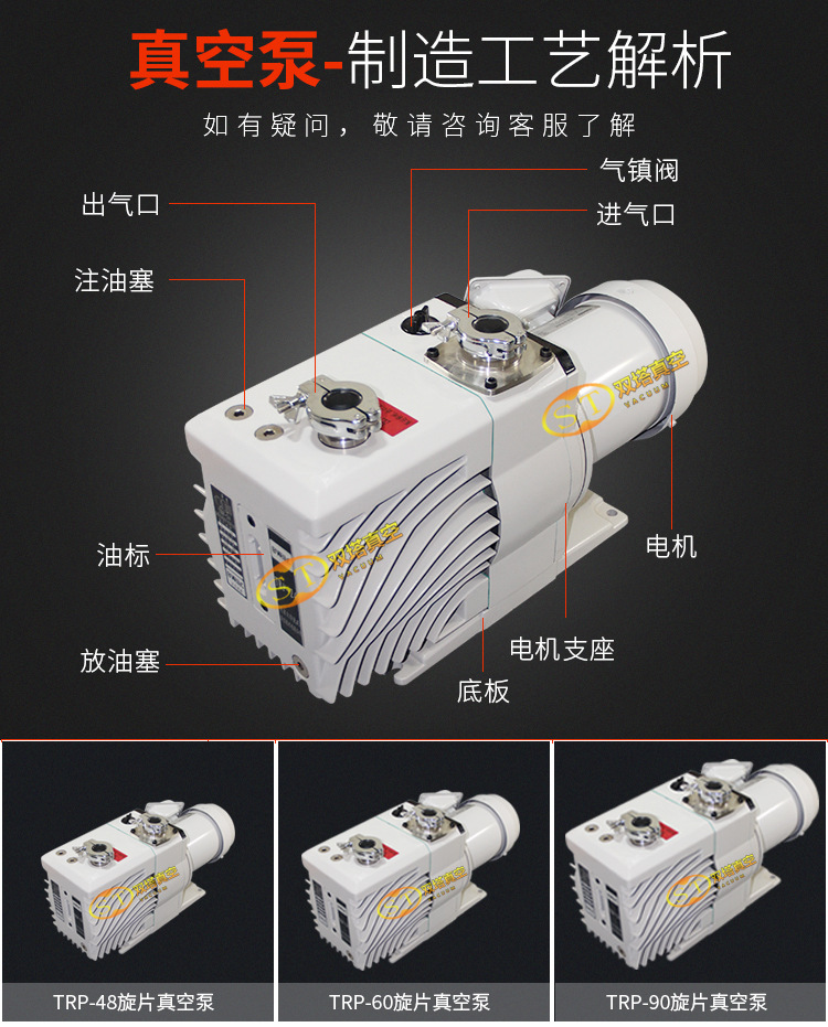 北仪优成TRP-60双级直联高速旋片式真空泵 实验室 半导体镀膜干燥-阿里巴巴