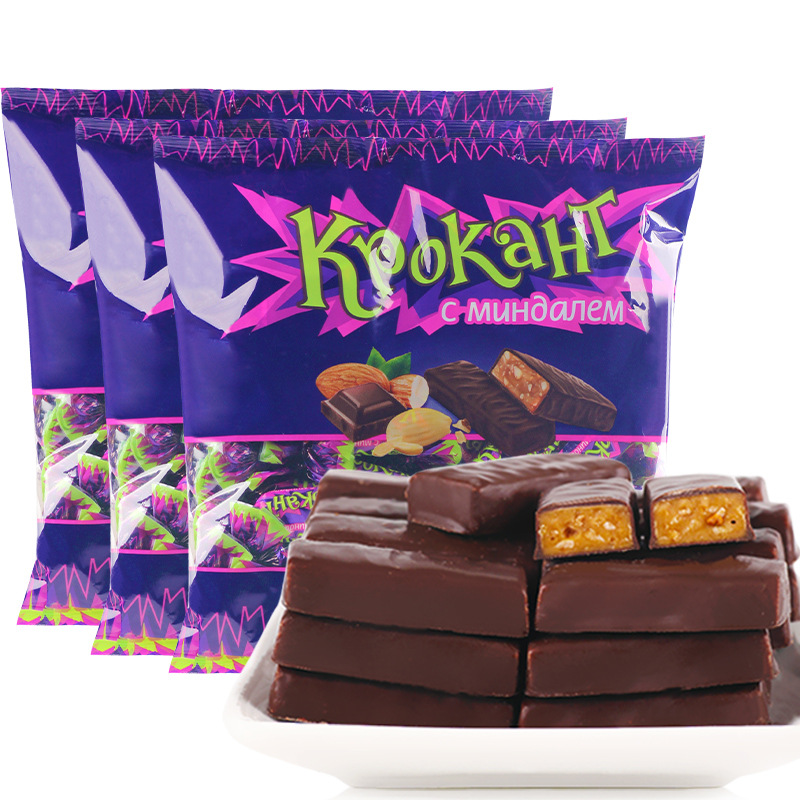俄罗斯进口KDV紫皮糖正品500g*10包扁桃仁夹心巧克力糖果喜糖零食