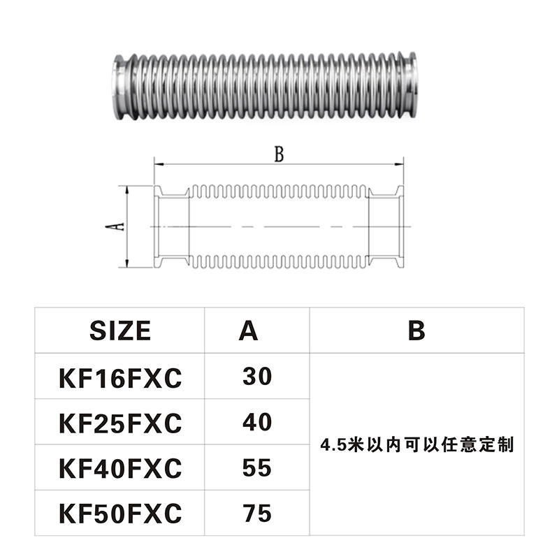 真空波纹管 304不锈钢柔性波纹管 快装波纹管KF16/25/40/50 密波-阿里巴巴