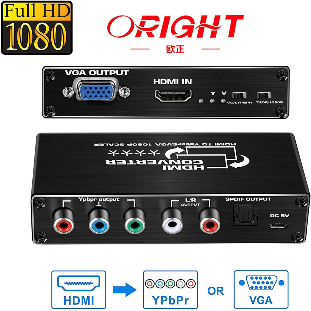 hdmi转色差分量HDMI转Ypbpr+R/L转换器HDMI转VGA HDMI转RGB(5RCA)-阿里巴巴