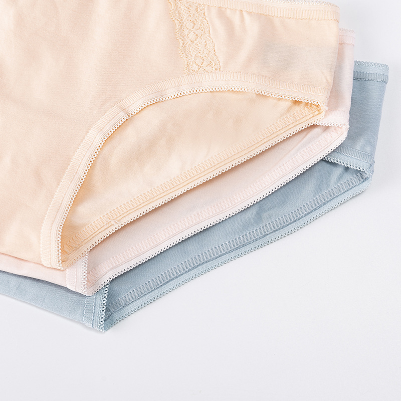 New style cotton women's underwear mid waist cotton crotch solid color ...