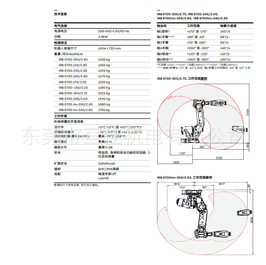 ABB机器人IRB6700-200/2.60负载200kg臂展2.60m搬运压机上下料-阿里巴巴