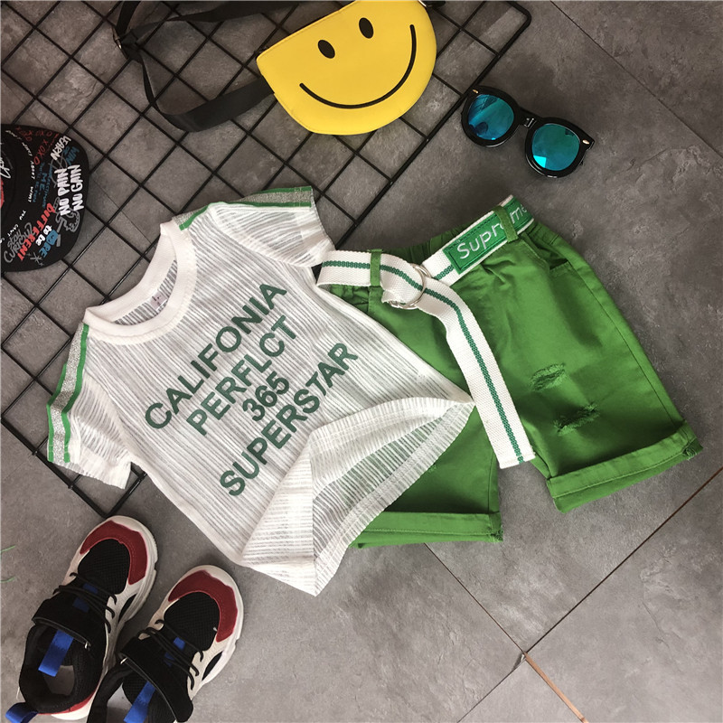 男童短袖T恤2025夏季网格镂空上衣中小童短袖C68010短裤12135套装-阿里巴巴