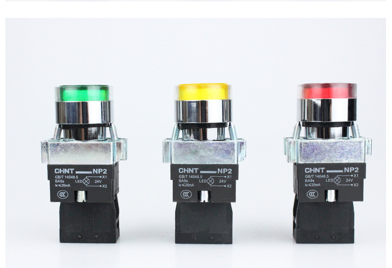 正泰按钮开关红绿黄NP2-BW3361/3461 24/220V自复位1常开LED带灯-阿里巴巴