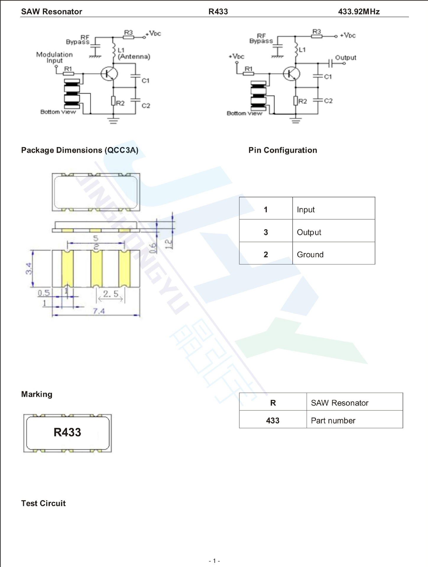 厂家特价直供声表贴片谐振器SAW R433 R315晶振3*7 433.92MHz 75K-阿里巴巴