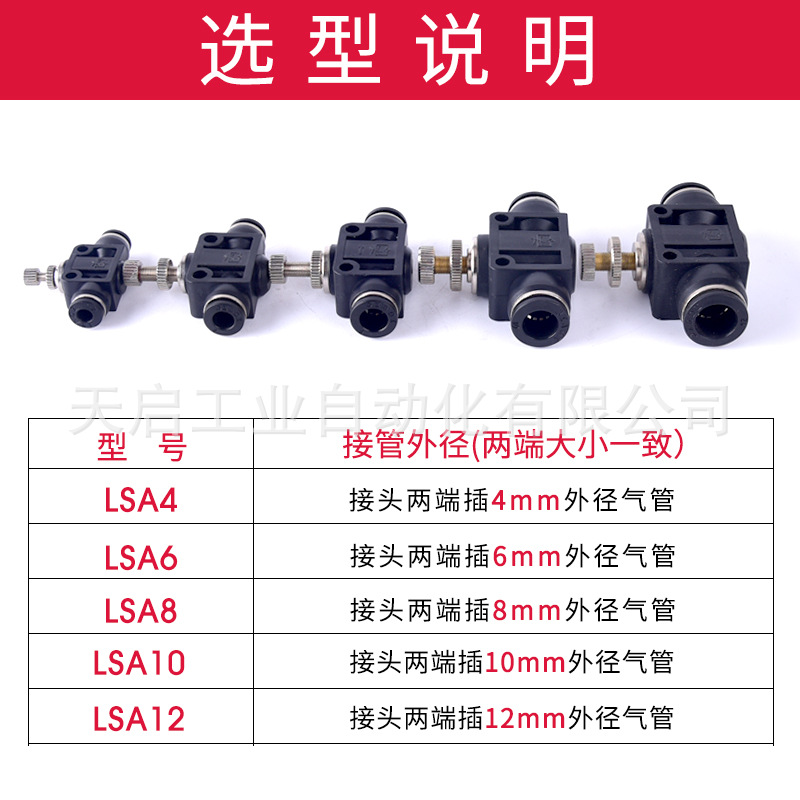 气动元件气管快插接头限流阀管道型节流阀PA LSA4/6/8/10/12 MM-阿里巴巴