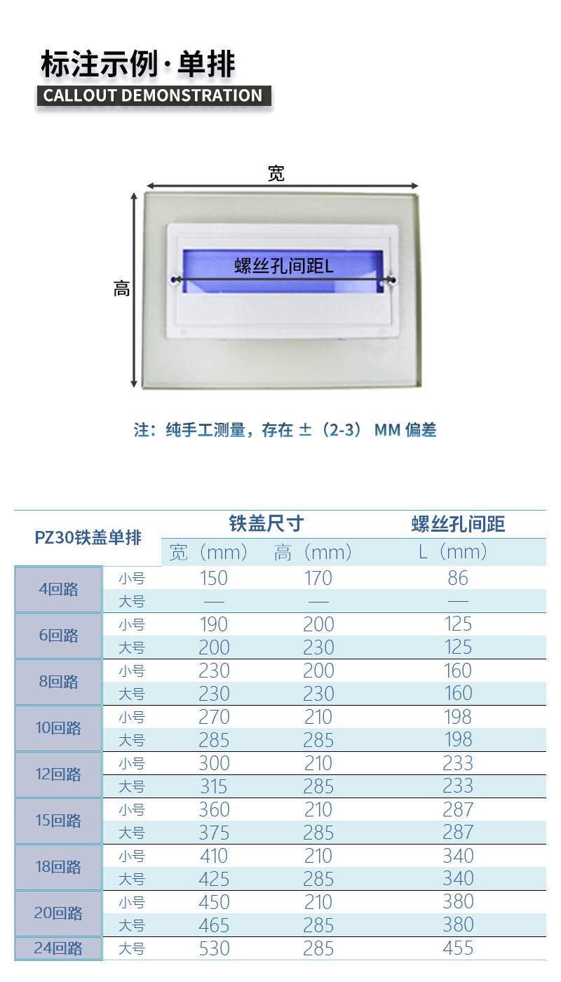 家用PZ30配电箱铁盖板-8/10/12/15/18/20/24/30/36回路单双排面板-阿里巴巴
