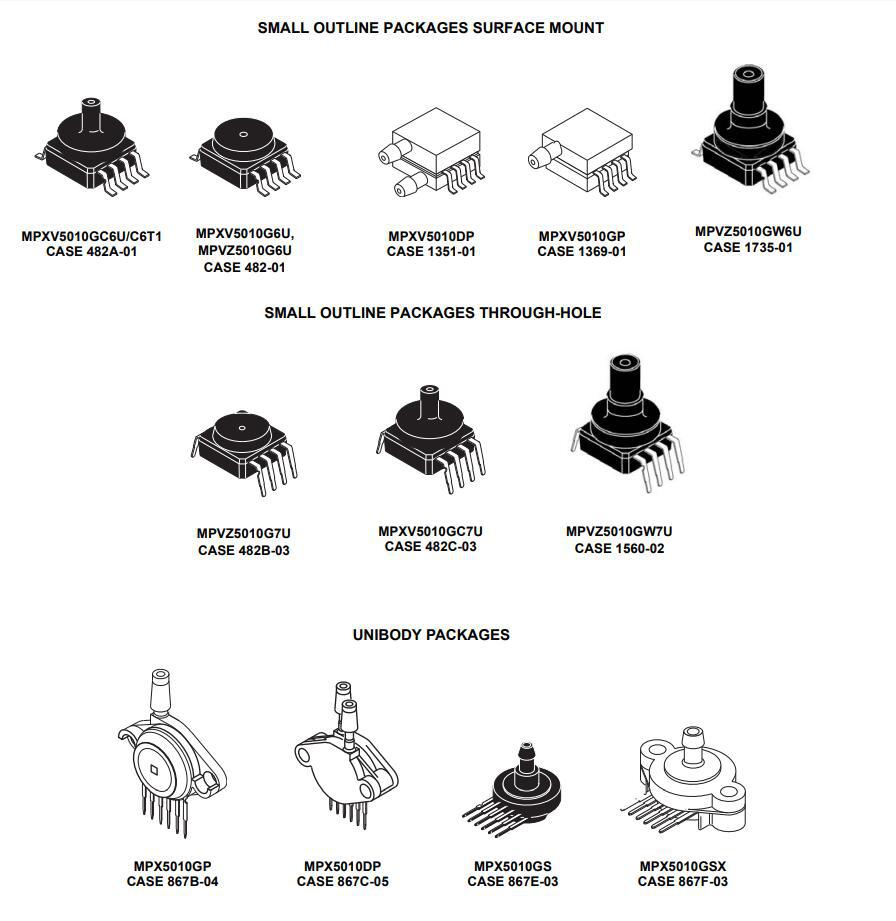 MPX5010GP Freescale/飞思卡尔 模拟输出 10kPa 压力传感器变送器-阿里巴巴