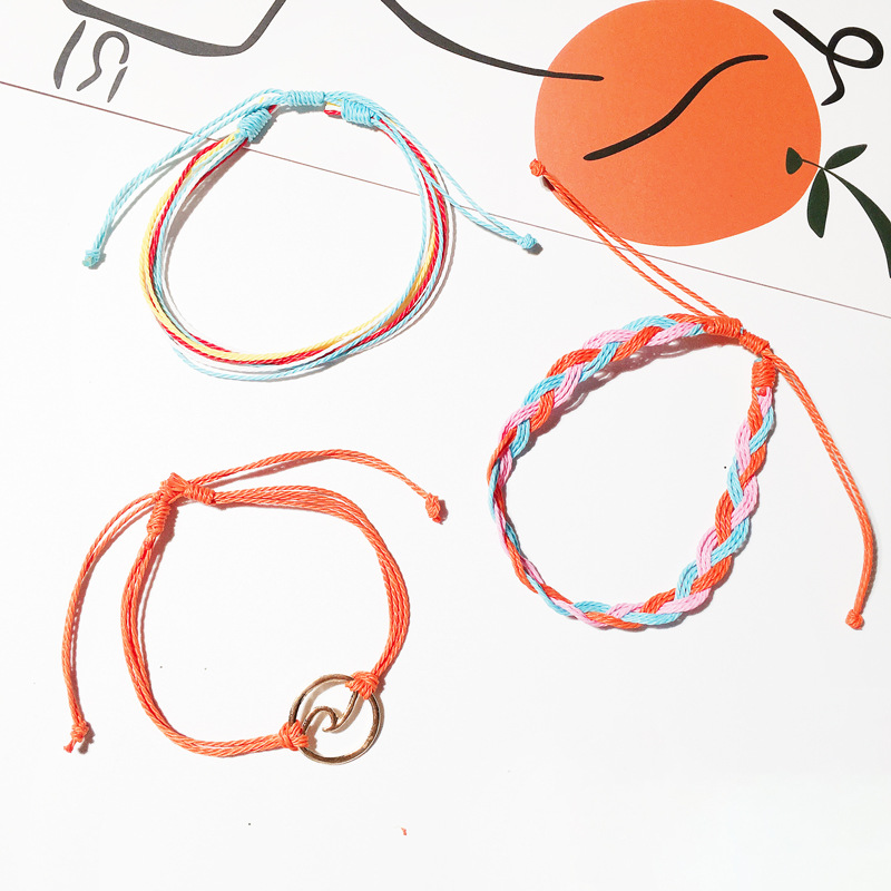 Bohemian braided wave wave bracelet threepiece NHDP150076