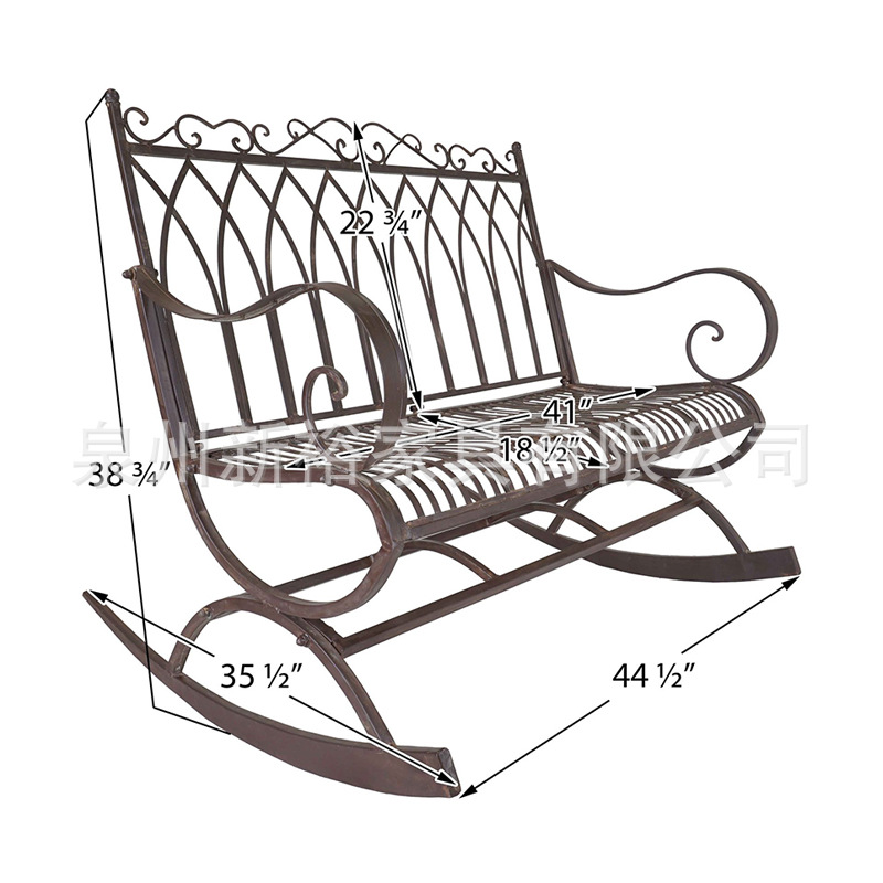 欧式户外室内铁艺双人摇椅 做旧复古双人 铁摇椅-阿里巴巴