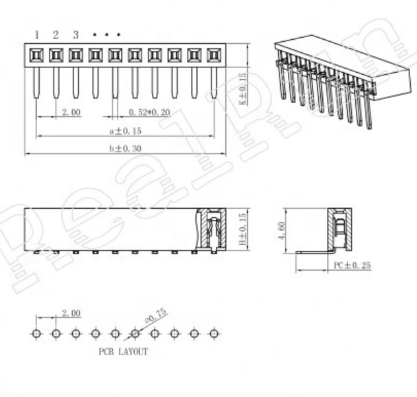 2.0mm间距排母连接器 6.35mm塑高 单排单塑 90° 弯插 Y型端子-阿里巴巴