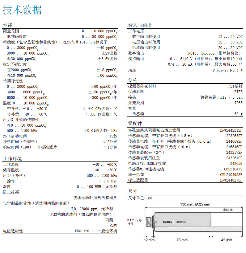 VAISALA二氧化碳探头GMP252 GMP251-阿里巴巴