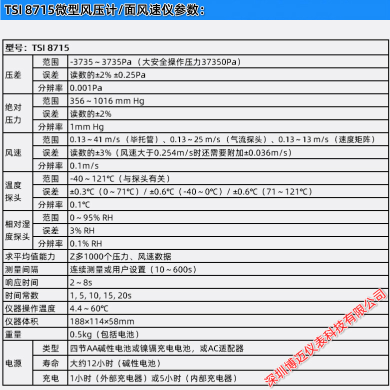 美国TSI 8715 DP-CALC面风速计通风柜风速仪微型风压计-阿里巴巴