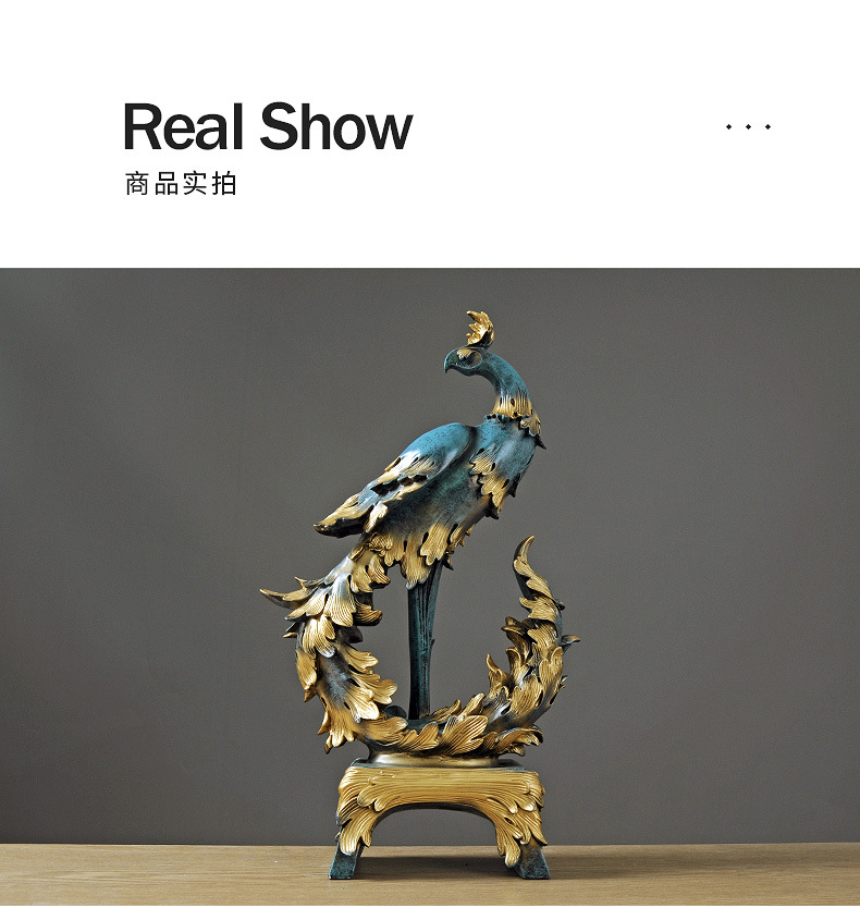 仿青铜孔雀凤凰摆件 家装饰品 商务礼品欧美婚礼物品 树脂工艺品-阿里巴巴