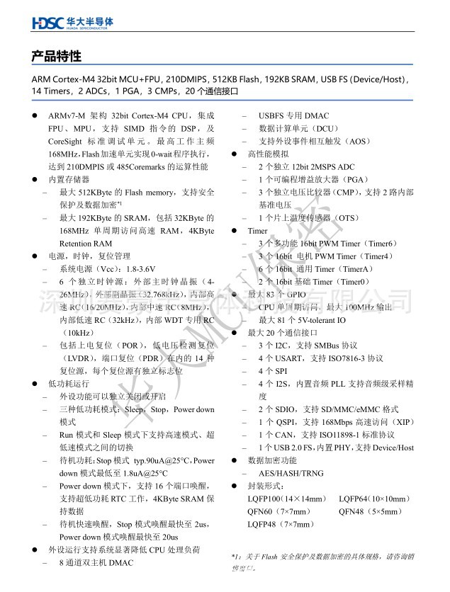 HC32F460 HC32F460JETA-LQFP48 华大 32位低功耗M4+控制器MCU-阿里巴巴