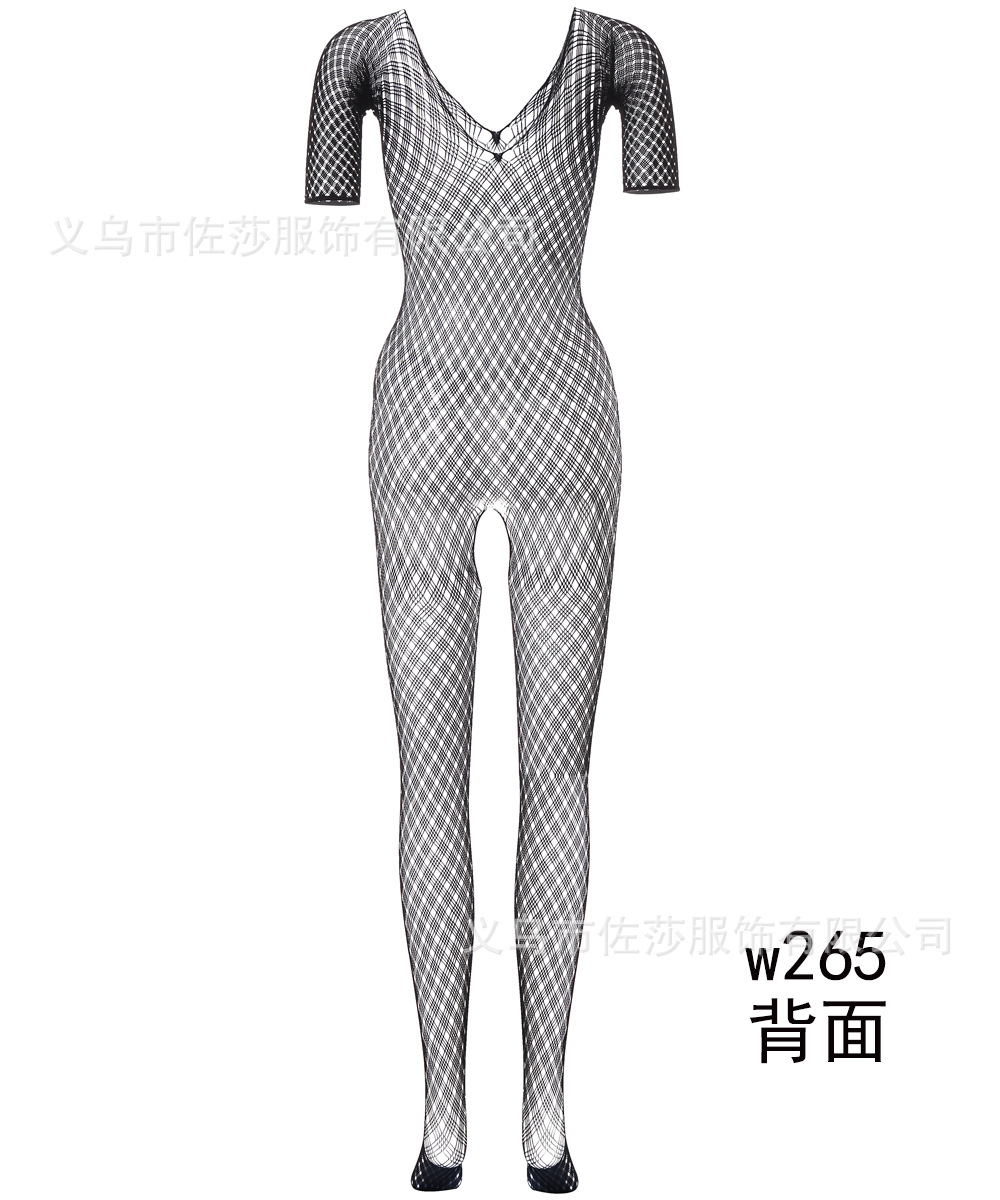 新款女式提花性感连体网衣长袖小方格欧美w265-阿里巴巴