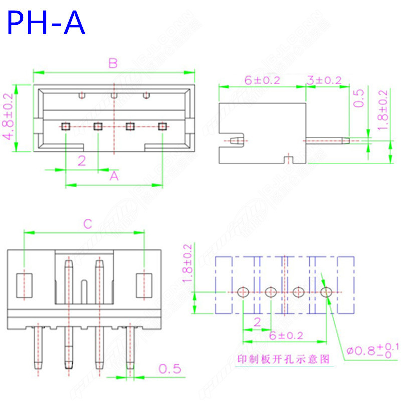 PH2.0彩色针座PH-2P立式直插黑色插座 180度插针3P4P5P6P7P连接器-阿里巴巴