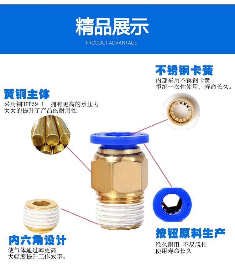亚德客型APC8-01-02螺纹直通SPC10-02快速接头快插气动接头PC6-01-阿里巴巴