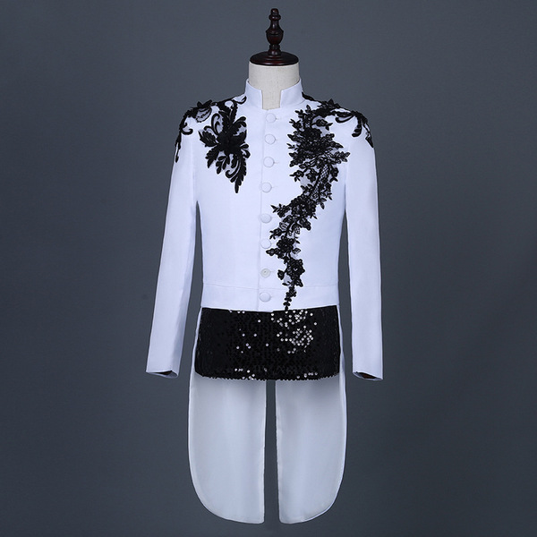 Men with golden flowers tuxedo suits singer presided over chorus ...