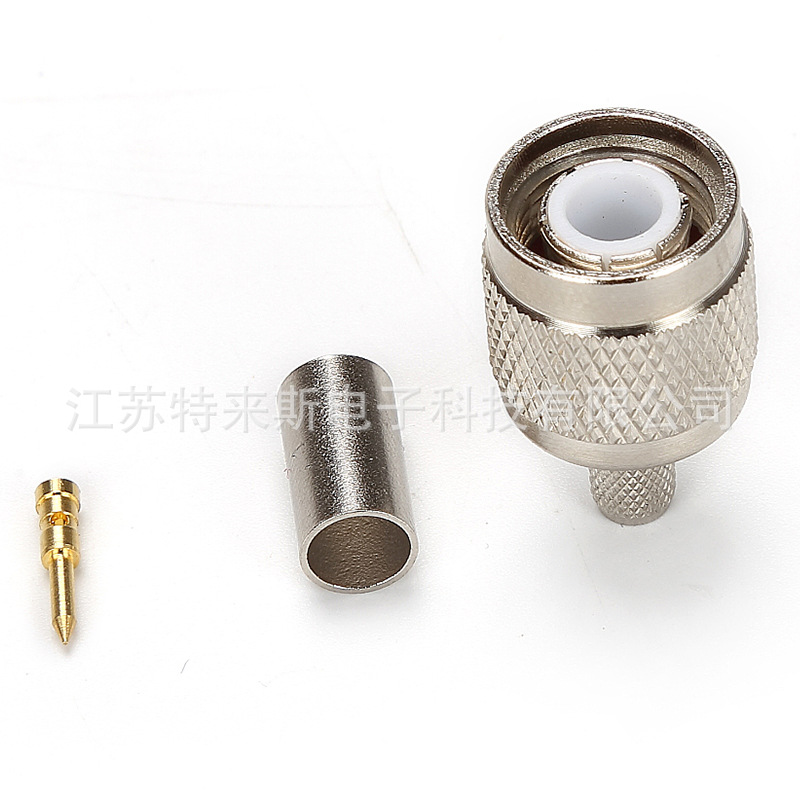锌合金镀镍TNC-J-3压接三件套 TNC公头接RG58线 射频同轴连接器-阿里巴巴