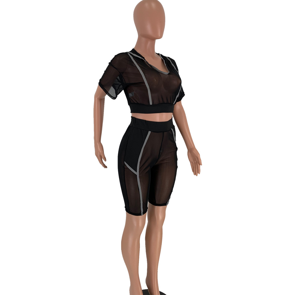 DN8245跨境2019夏季性感气质欧美女装拼接时尚休闲套装夜店服-阿里巴巴