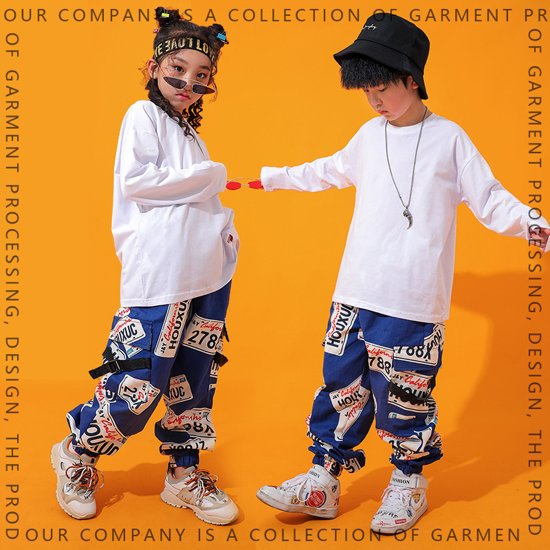 Children's jazz street hiphop rapper dance costumes boys hip-hop suits ...