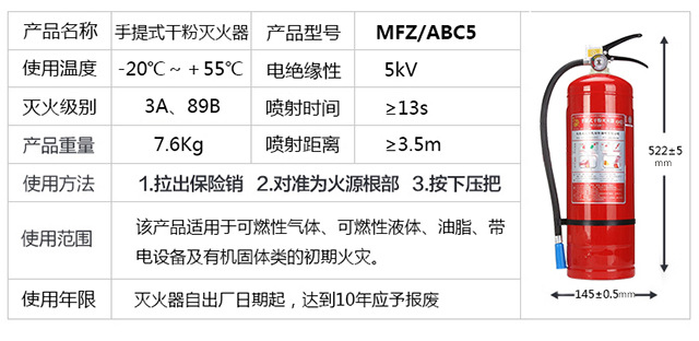 神龙 2025年新国标灭火器 干粉灭火器5公斤 灭火器5kg MF/ABCE5-阿里巴巴