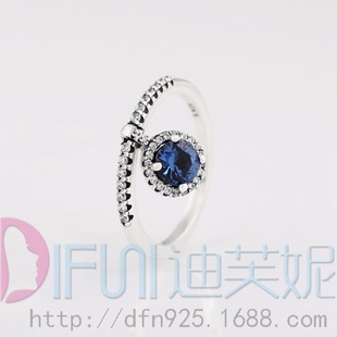 妮迪拉 潘家s925 银戒指 19冬季 蓝色圆形戒指198491C01-阿里巴巴