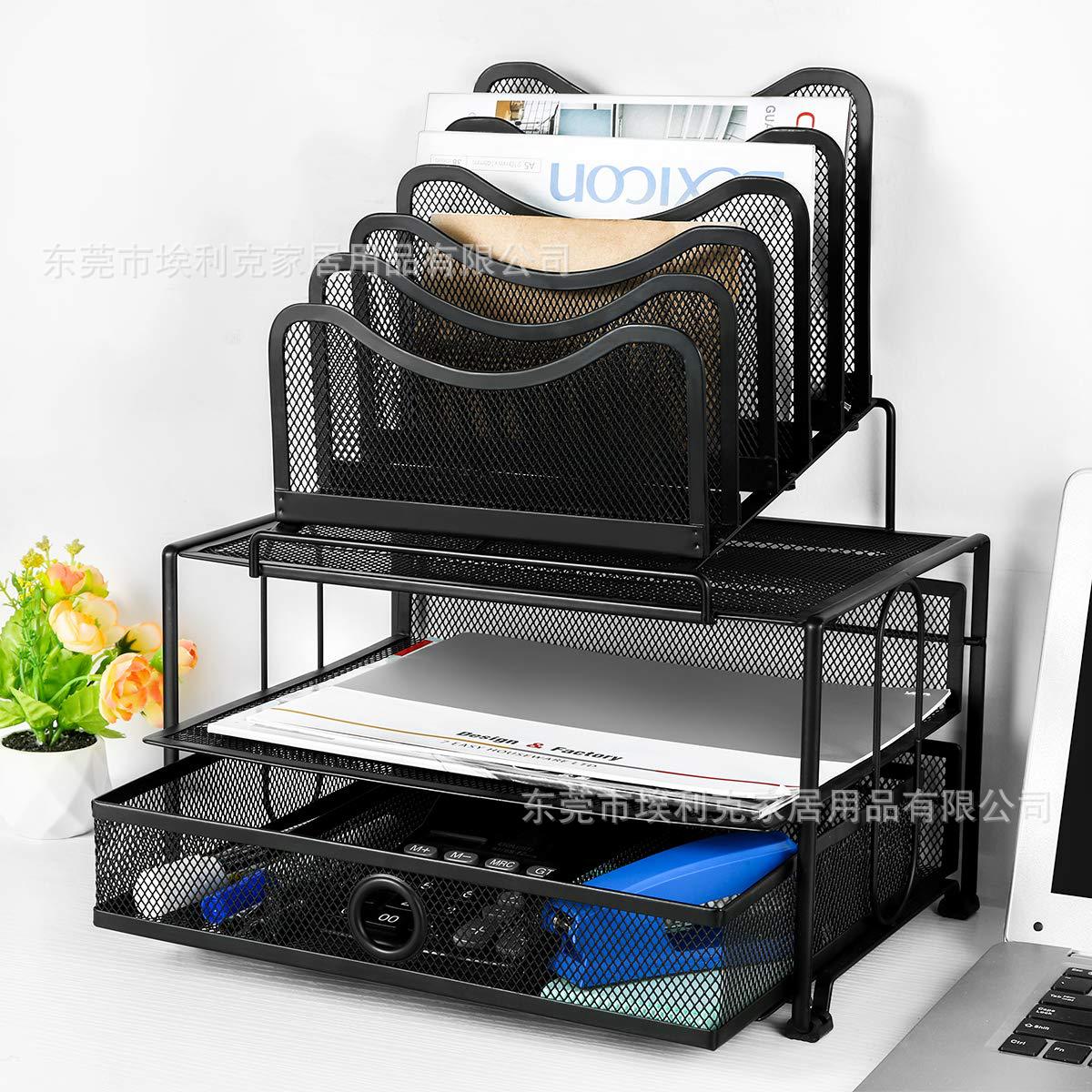 Metal mesh desktop file storage box with drawers 5 removable stacking ...