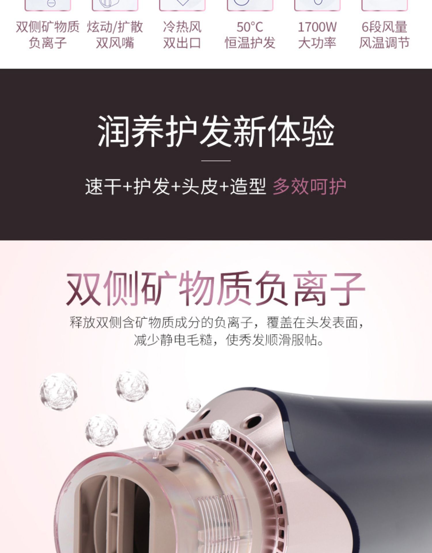 松下电吹风机EH-NE62家用负离子恒温速干炫动风嘴折叠风筒1700W-阿里巴巴