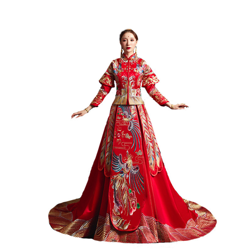 Chinese wedding party Xiuhe dresses dragon phoenix gown for bride ...