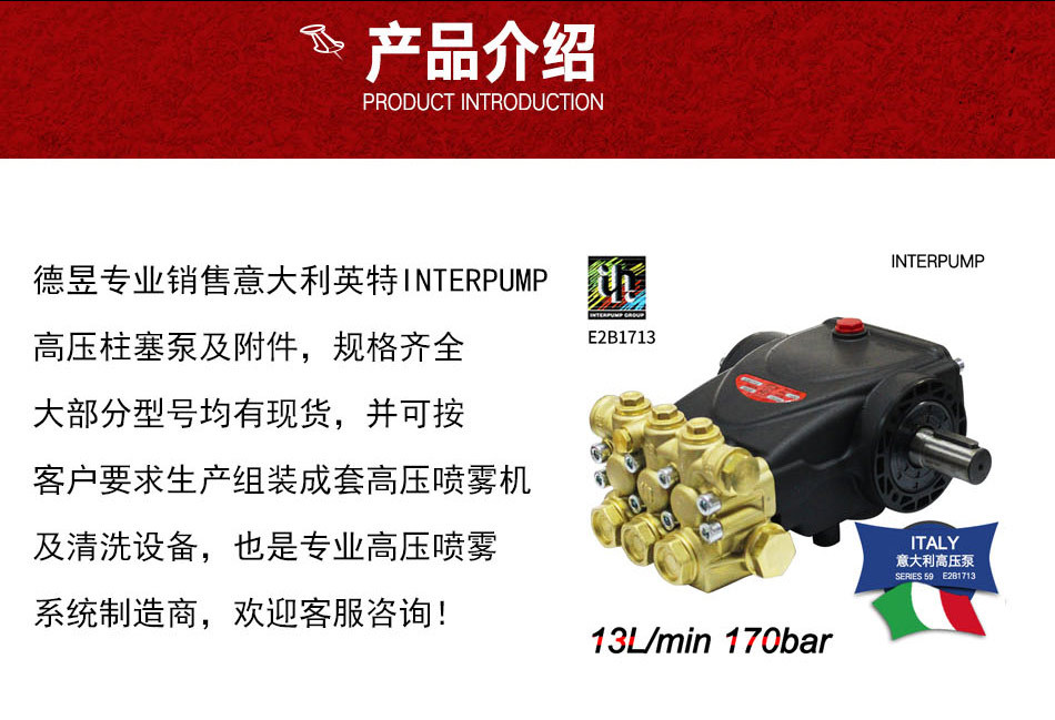 荐意大利INTERPUMP 陶瓷柱塞泵E2B1713 高压喷雾柱塞泵 园林景观-阿里巴巴