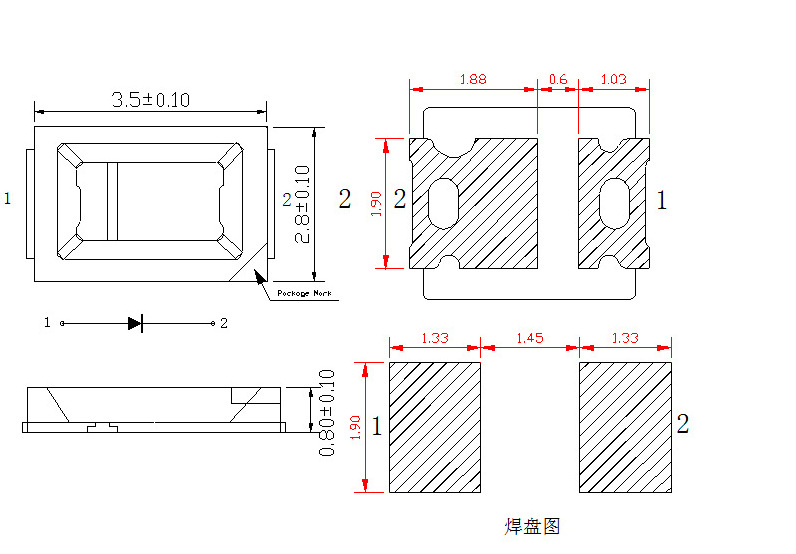 厂家供应SMD2835对等支架 2835倒装红铜PCT支架-阿里巴巴