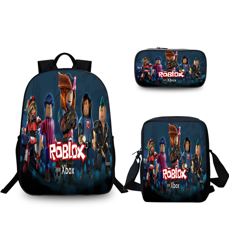 单层40厘米三件套roblox游戏周边学生书包 3D卡通动漫电脑双肩包-阿里巴巴