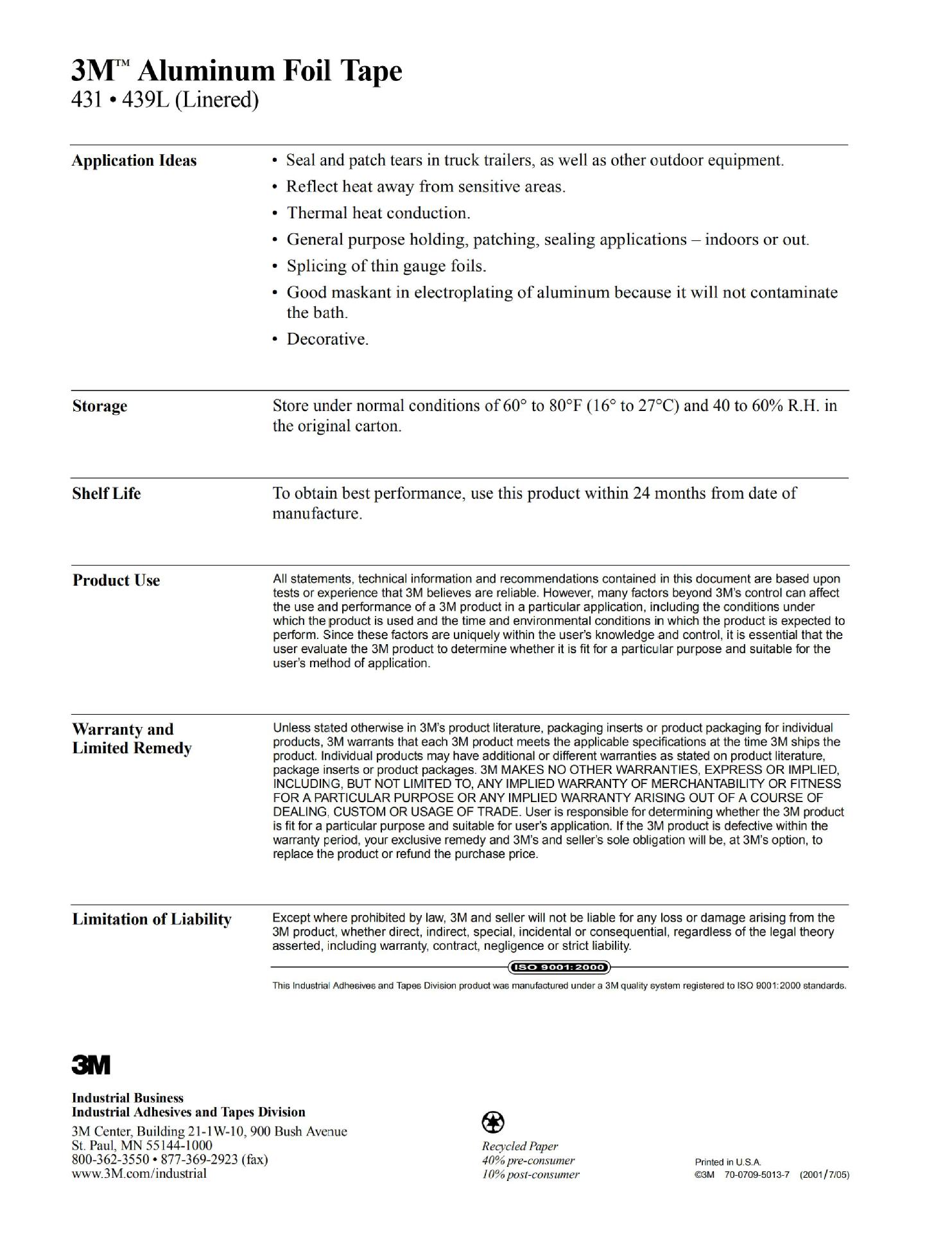 3M431 耐化学腐蚀LED热反射柔软铝箔胶带-阿里巴巴