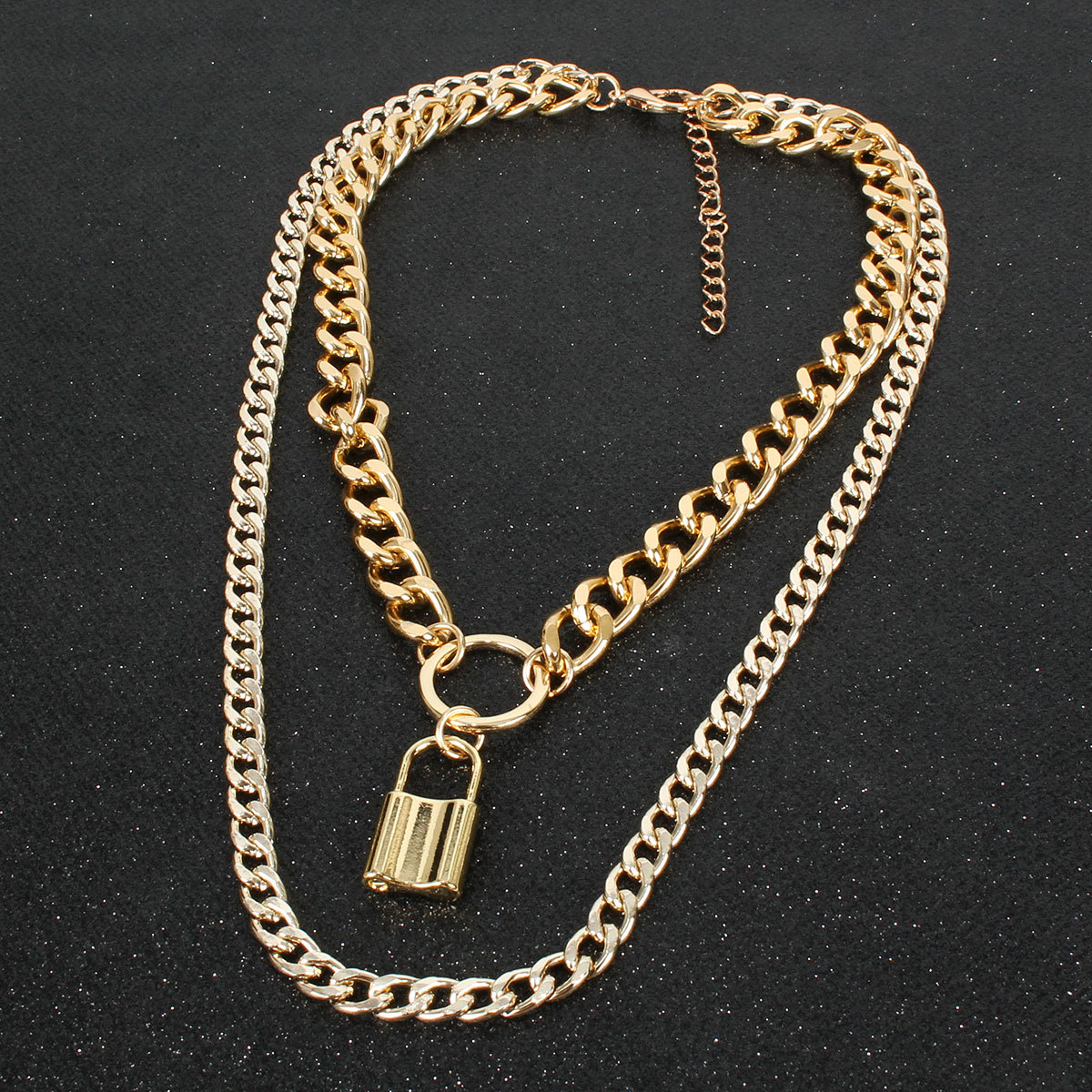 Wholesale simple chain necklace female summer beach lock multi-layer ...